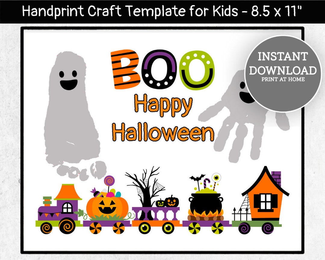 Printable Handprint Craft BOO Happy Halloween Train Cute Keepsake for ...