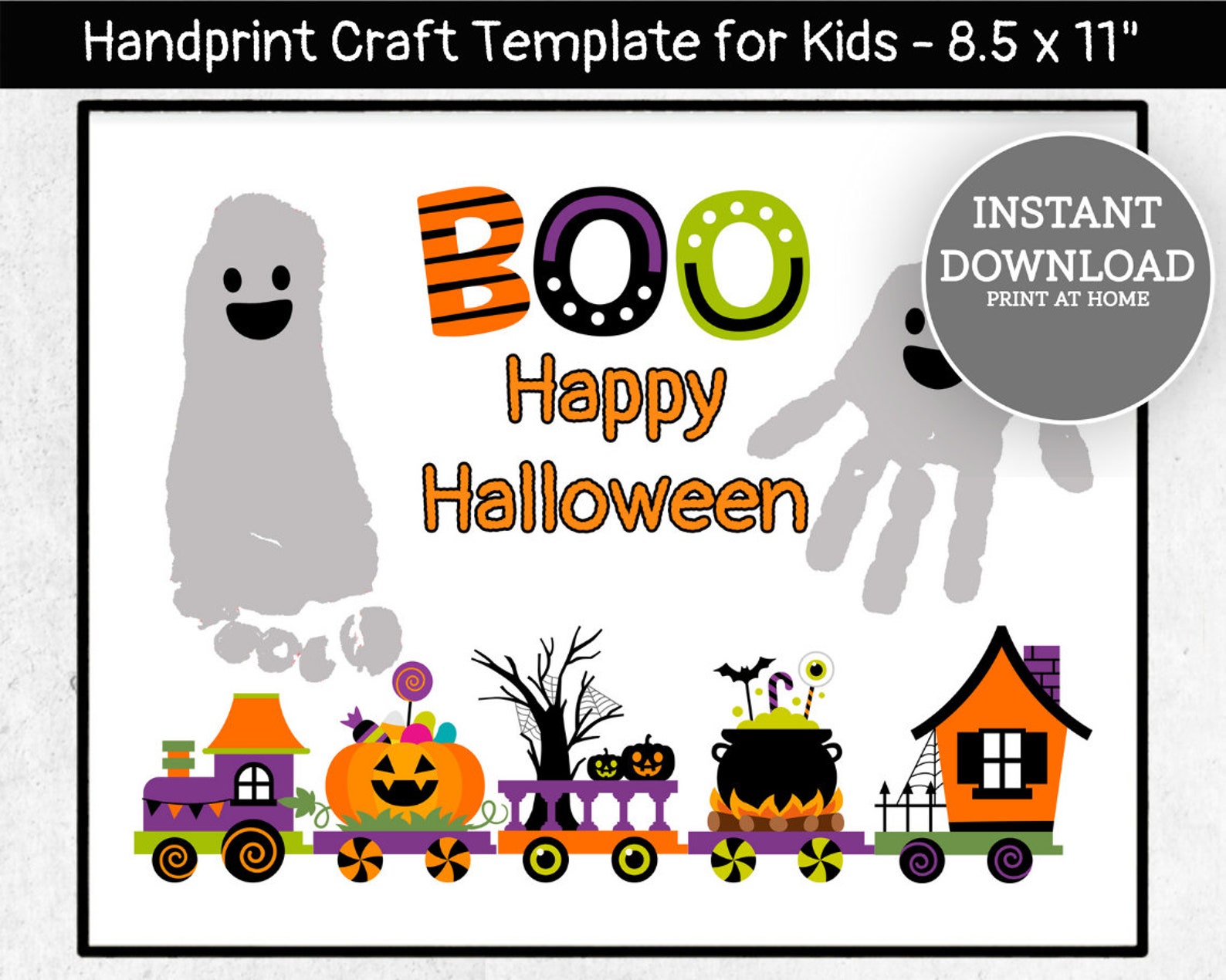 Printable Handprint Craft BOO Happy Halloween Train Cute - Etsy