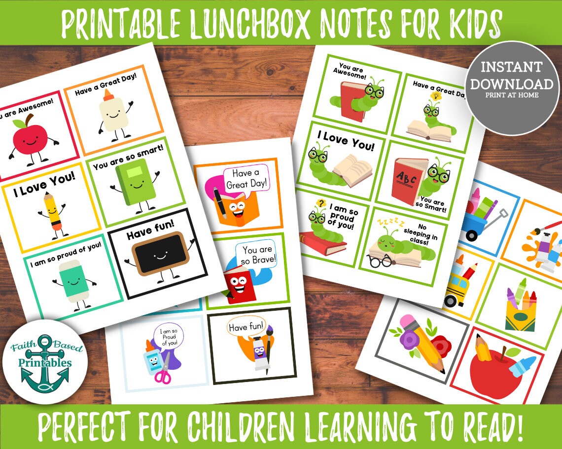 Kindergarten Lunch Box Notes for Kids Lunchbox Notes Lunch - Etsy