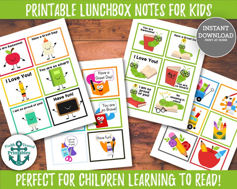 Kindergarten Lunch Box Notes for Kids Lunchbox Notes Lunch - Etsy