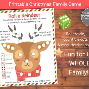 Roll a Reindeer Game, Preschool Games, Printable Dice Game, Roll a ...