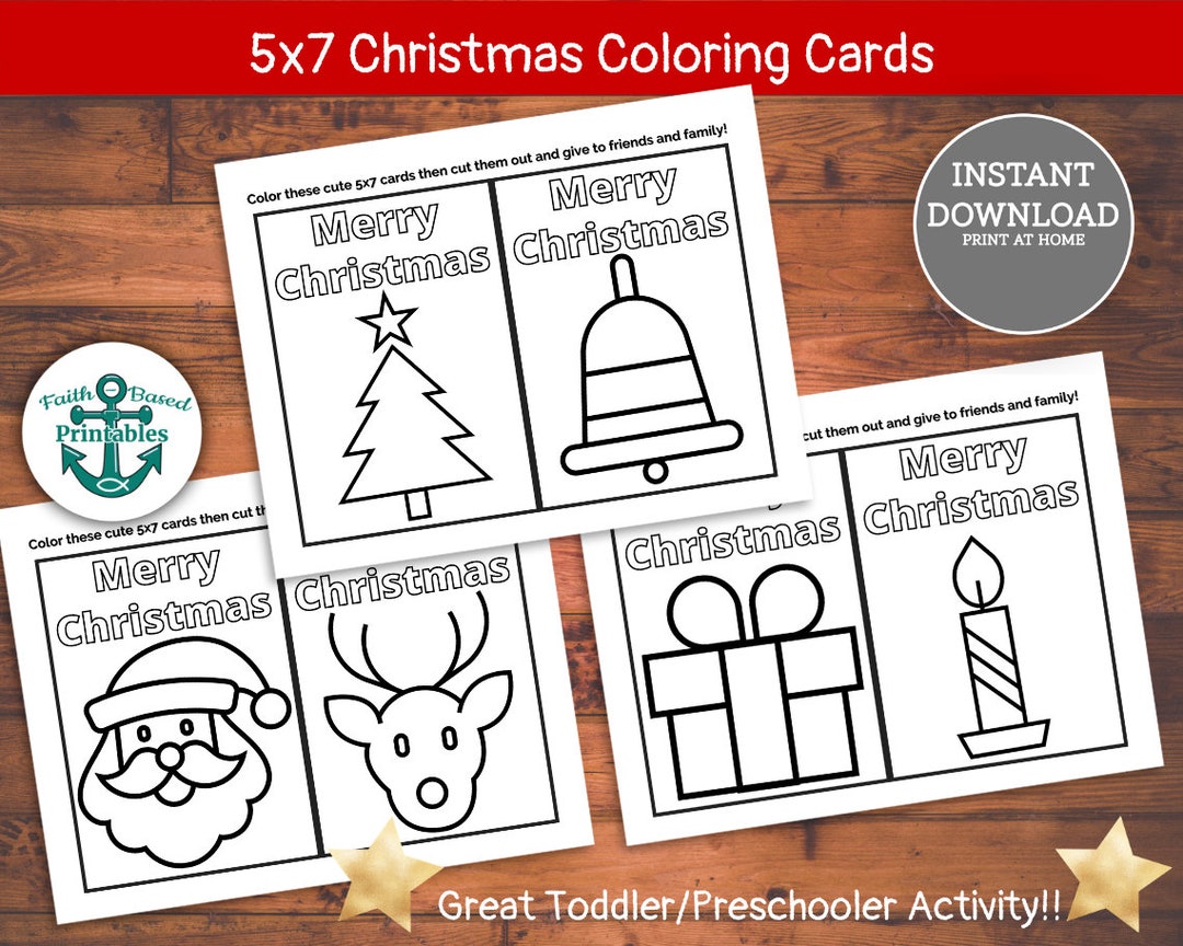 Printable Christmas Coloring Cards 5x7 Christmas Coloring Pages ...