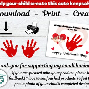 Christian Handprint Art Valentines Day Card 1 John 4:19 Printable Hand ...