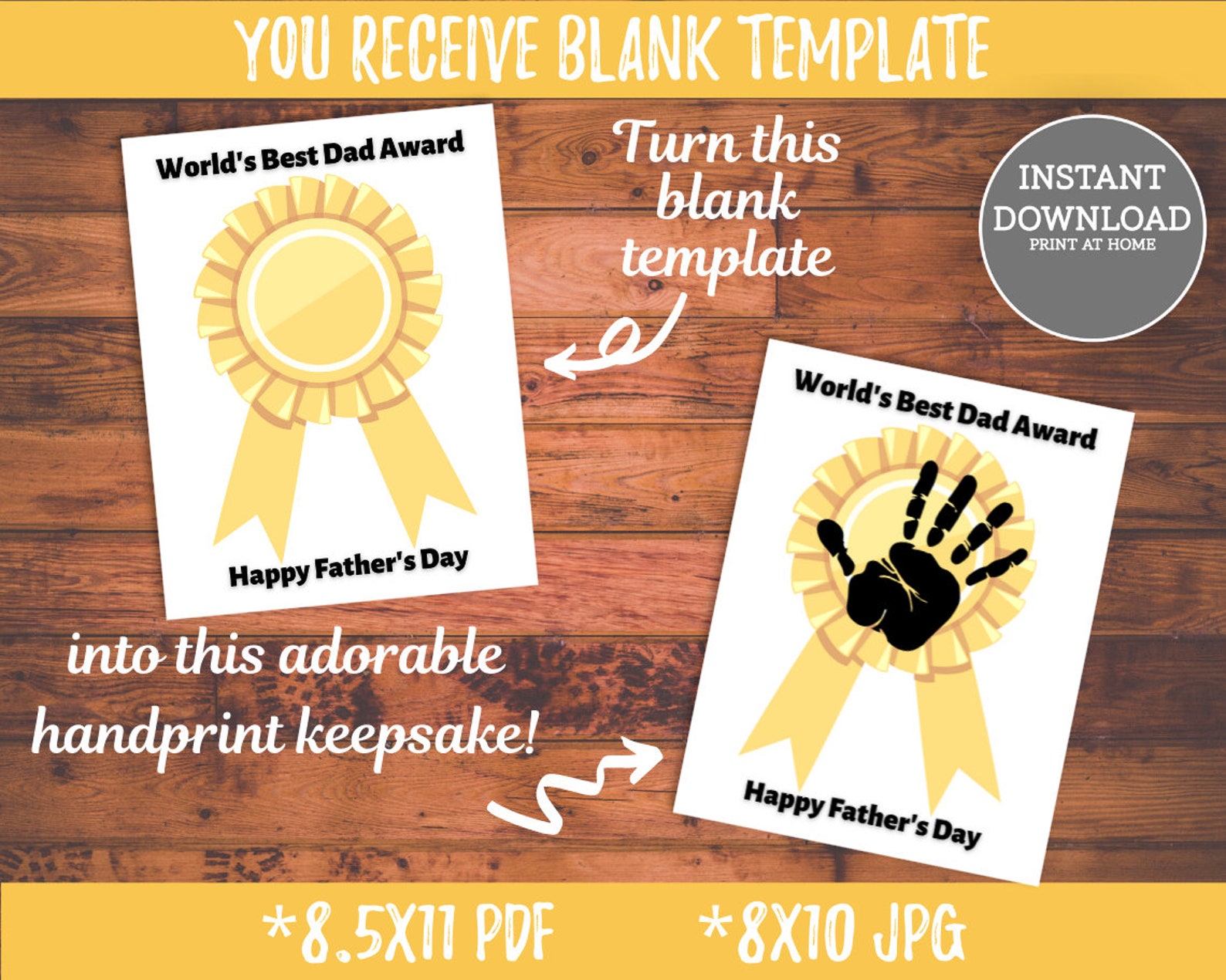 World's Best Dad Award Printable Handprint Card Hand Print - Etsy