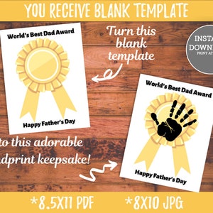 World's Best Dad Award Printable Handprint Card Hand Print - Etsy