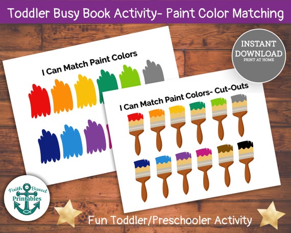 Printable Toddler Activities Paint Color Matching Activity | Etsy