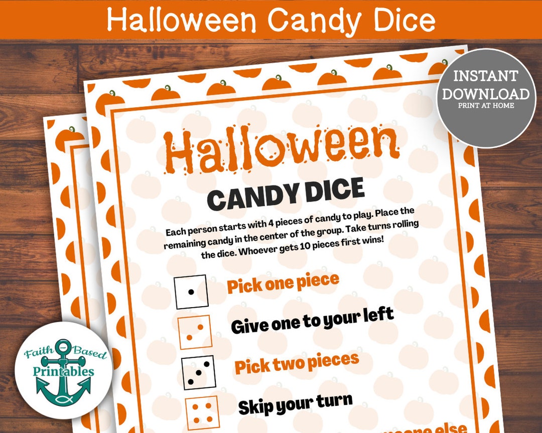 Halloween Candy Dice Game Night Fall Activities for Adults Kids Fun ...