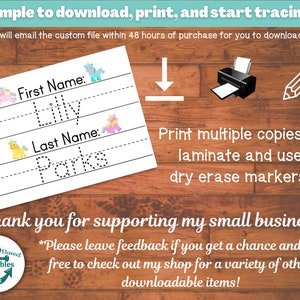 Unicorn Custom Name Tracing Sheet Handwriting Practice Personalized ...