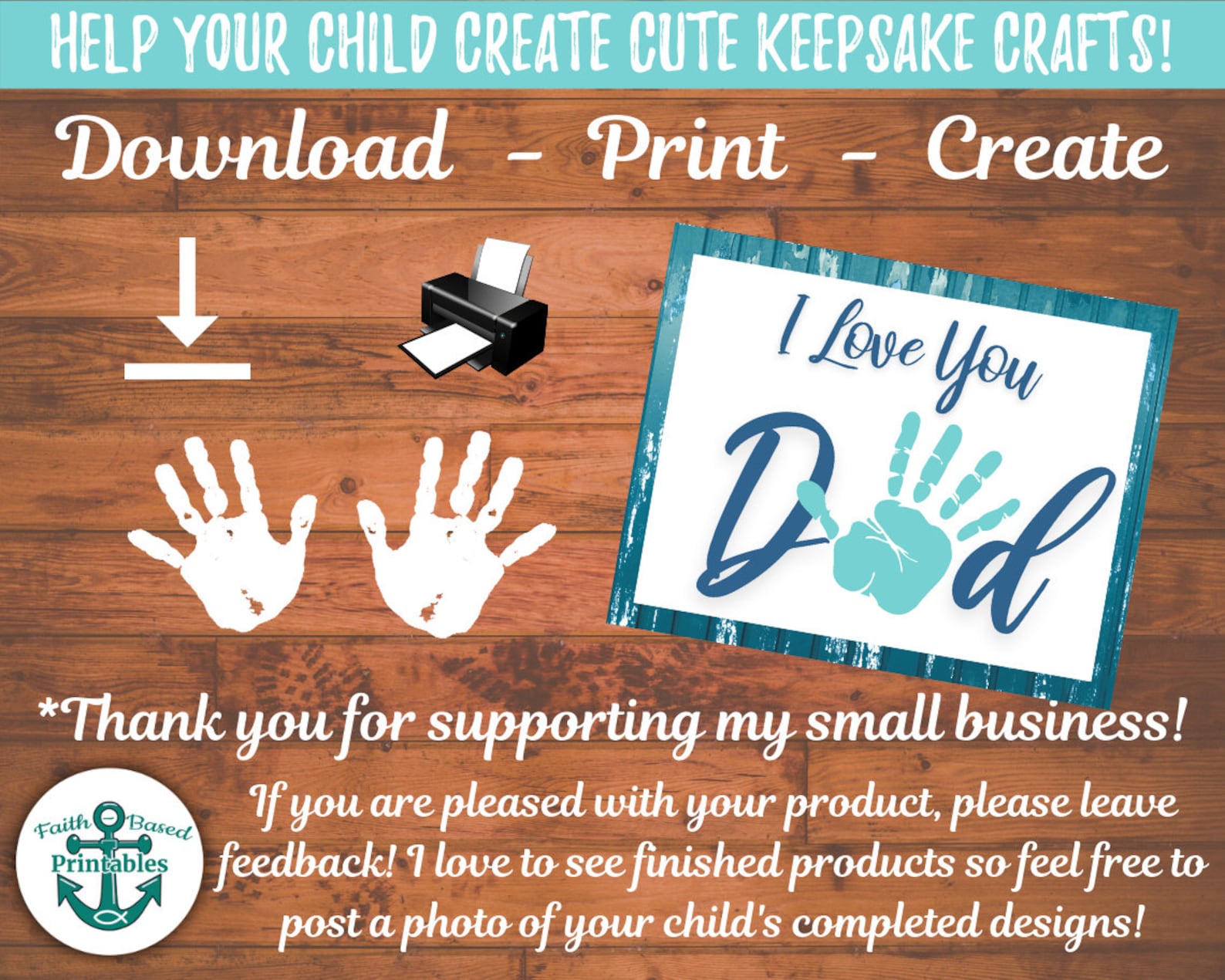 Father's Day Gift Handprint Art Fathers Day Craft for Kids Printable ...