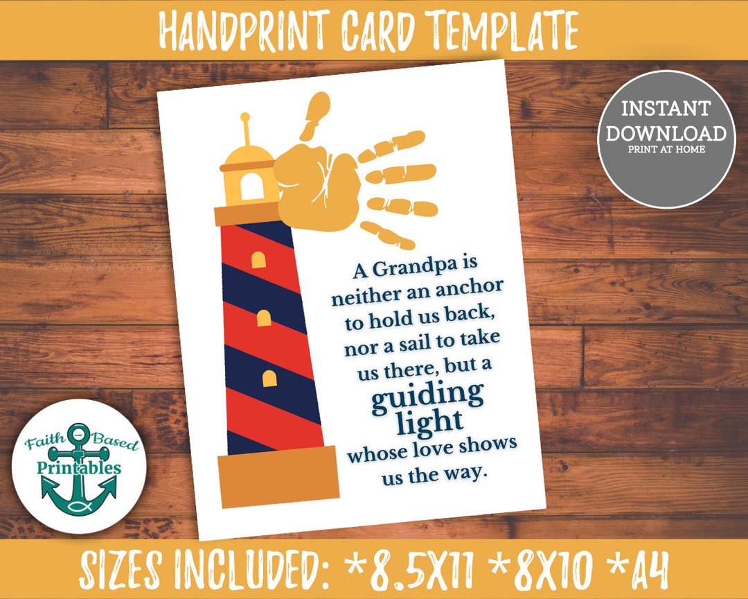 Printable Craft For Grandpa Fathers Day Handprint Art Lighthouse Hand