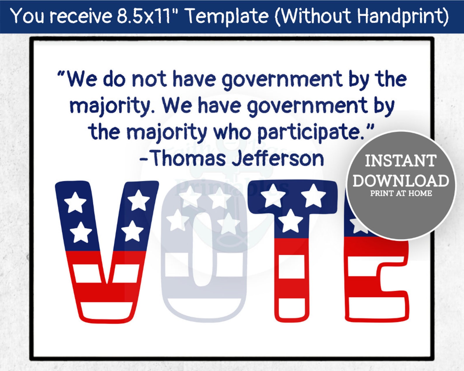 VOTE Handprint Craft Thomas Jefferson Quote Printable Kids - Etsy
