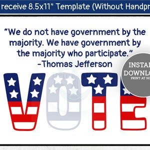 VOTE Handprint Craft Thomas Jefferson Quote Printable Kids - Etsy