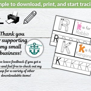 ABC Uppercase Tracing Alphabet Tracing Sheets Printable Bundle Animal ...