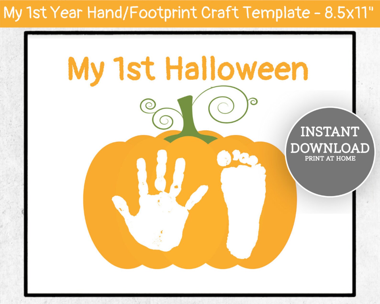 My 1st Halloween Pumpkin Handprint Craft Footprint Craft - Etsy