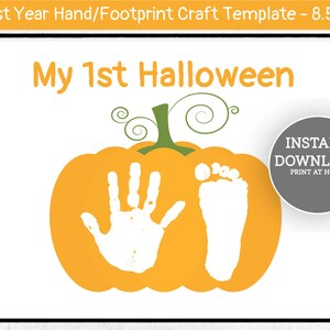 My 1st Halloween Pumpkin Handprint Craft, Footprint Craft, Baby's 1st ...