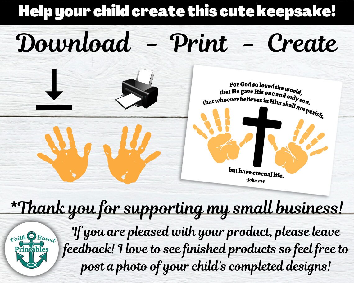 John 3:16 Handprint Craft Printable Hand Print Art Template - Etsy
