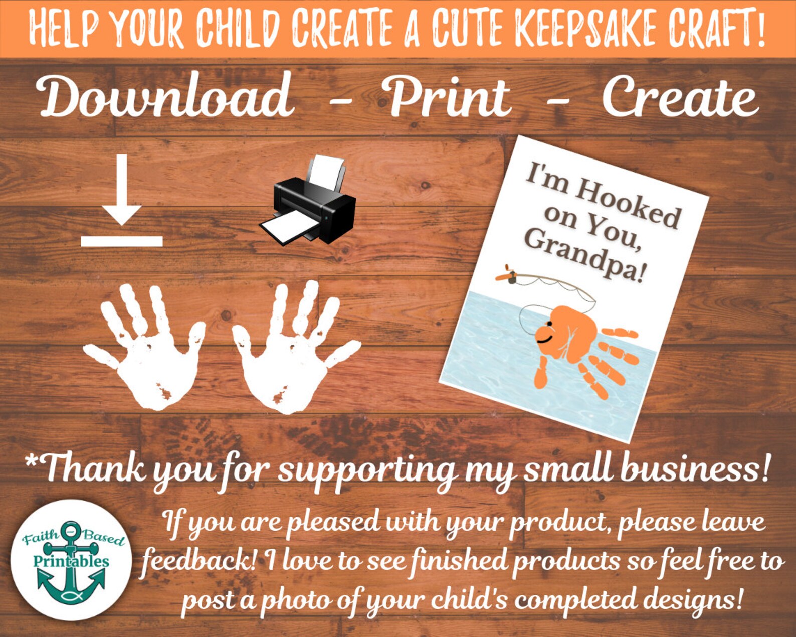 Fish Handprint Craft for Grandpa I'm Hooked on You - Etsy