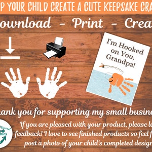 Fish Handprint Craft for Grandpa I'm Hooked on You Father's Day Hand ...