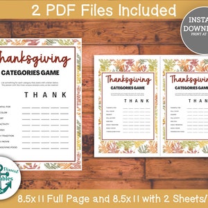 Thanksgiving Categories Game Fall Activites for Adults Kids Fun Games ...