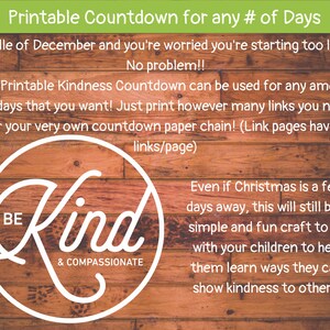 Printable Christmas Kindness Countdown for Kids Printable Advent ...