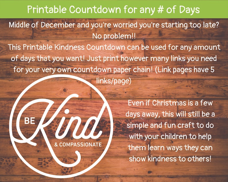 Printable Christmas Kindness Countdown for Kids Printable - Etsy