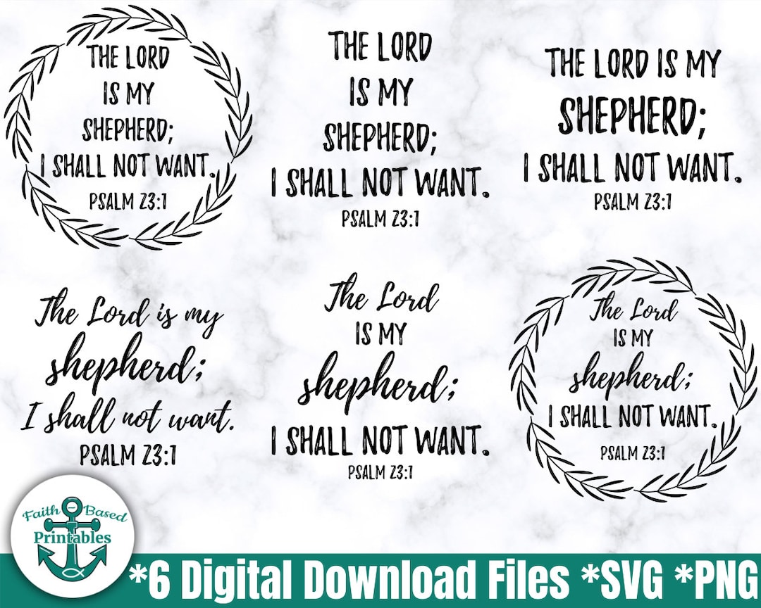 Psalm 23:1 SVG Bundle Psalms SVG Psalms 23 Signs PNG Instant Download ...