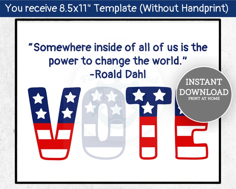 VOTE Handprint Art Roald Dahl Quote Printable Vote | Etsy