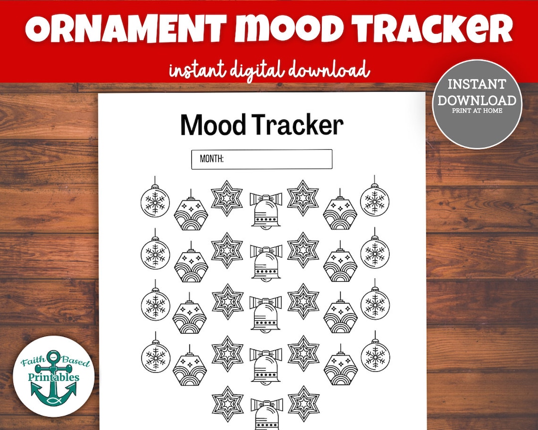 Christmas Ornament Mood Tracker Printable December Moods Daily Habit ...