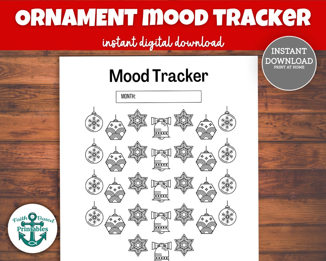 Christmas Ornament Mood Tracker Printable December Moods Daily - Etsy
