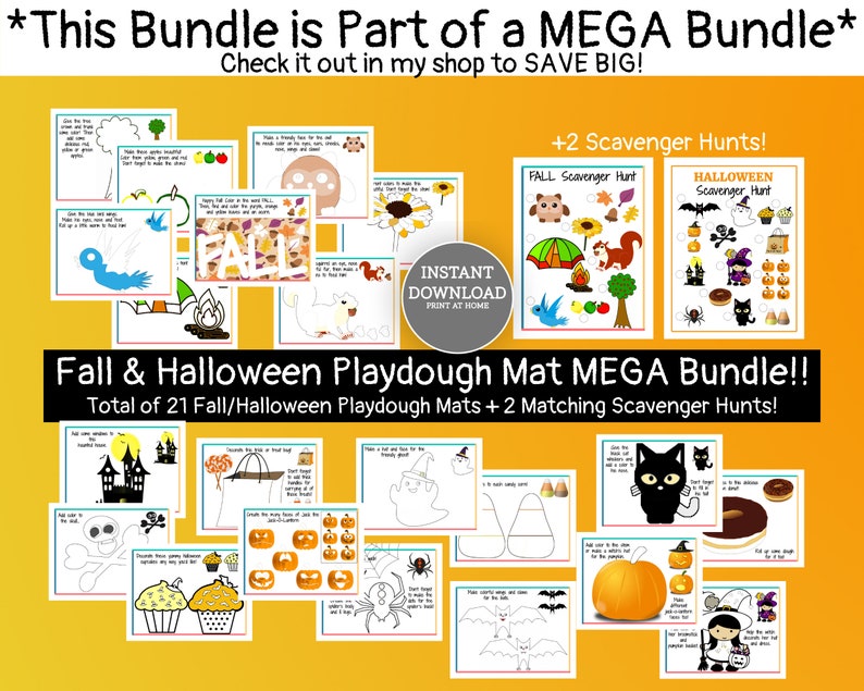 Halloween Playdough Mat Printable Bundle Halloween Scavenger - Etsy