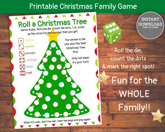 Roll a Christmas Tree Game Printable Dice Game Roll a | Etsy