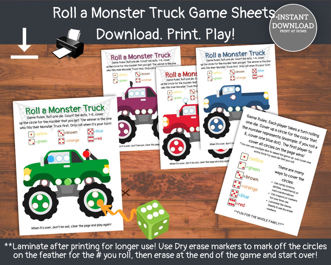 Monster Truck Activity Book Monster Truck Games Preschool Busy | Etsy