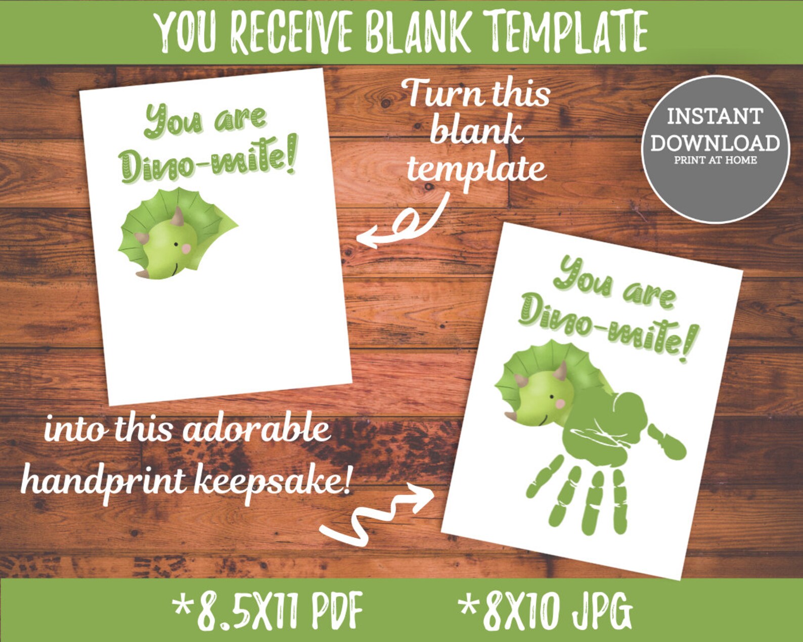 Printable Handprint Craft You Are Dino-mite Birthday Card - Etsy