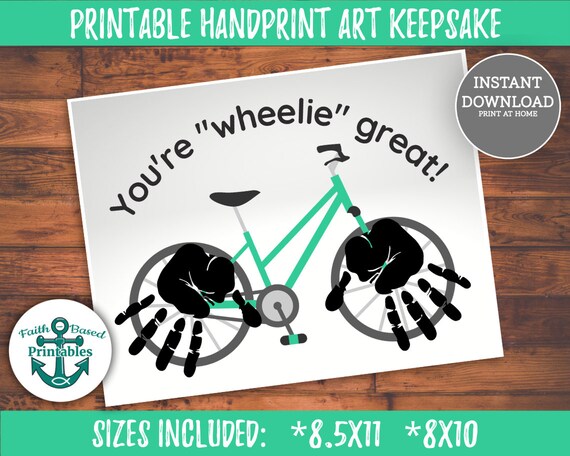 Printable Handprint Card You're Wheelie Great Fathers Day - Etsy