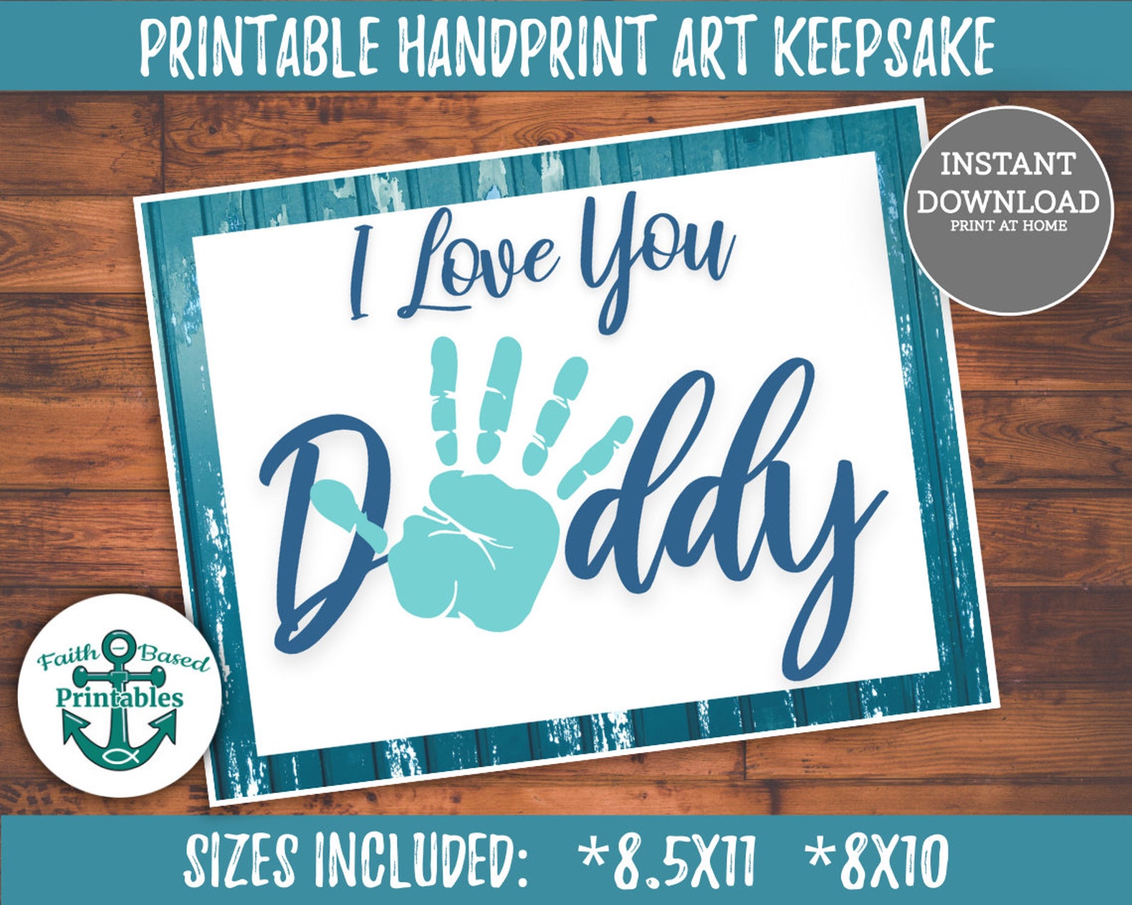 Father's Day Handprint Gift I Love You Daddy Printable - Etsy