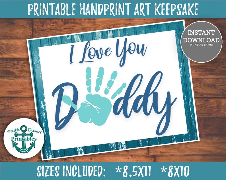 Father's Day Handprint Gift I Love You Daddy Printable - Etsy