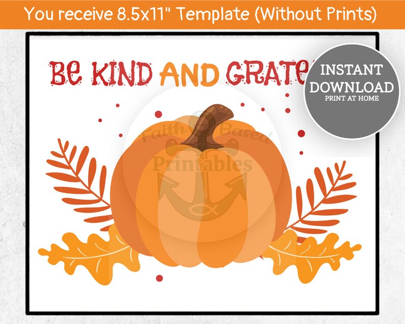 Thanksgiving Handprint Art Be Kind and Grateful Pumpkin | Etsy