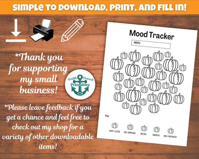 Pumpkin Mood Tracker Printable October November Mood Tracker - Etsy
