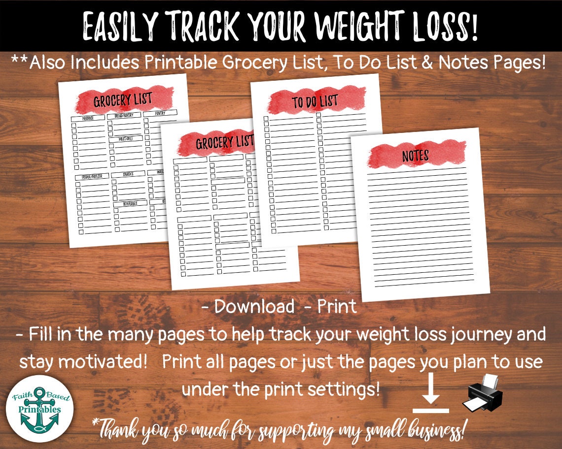 Red Weight Loss Journal 30 Page Printable Weight Loss | Etsy