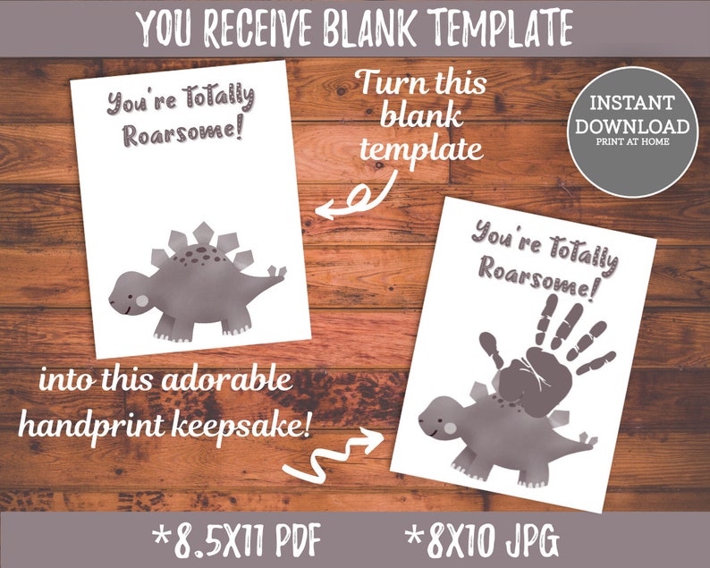 Dinosaur Handprint Gift You're Totally Roarsome Printable - Etsy