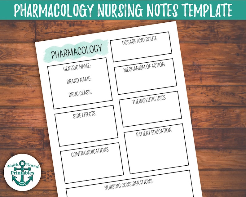 Pharmacology Template Nursing Notes Templates Drug Class Printable ...
