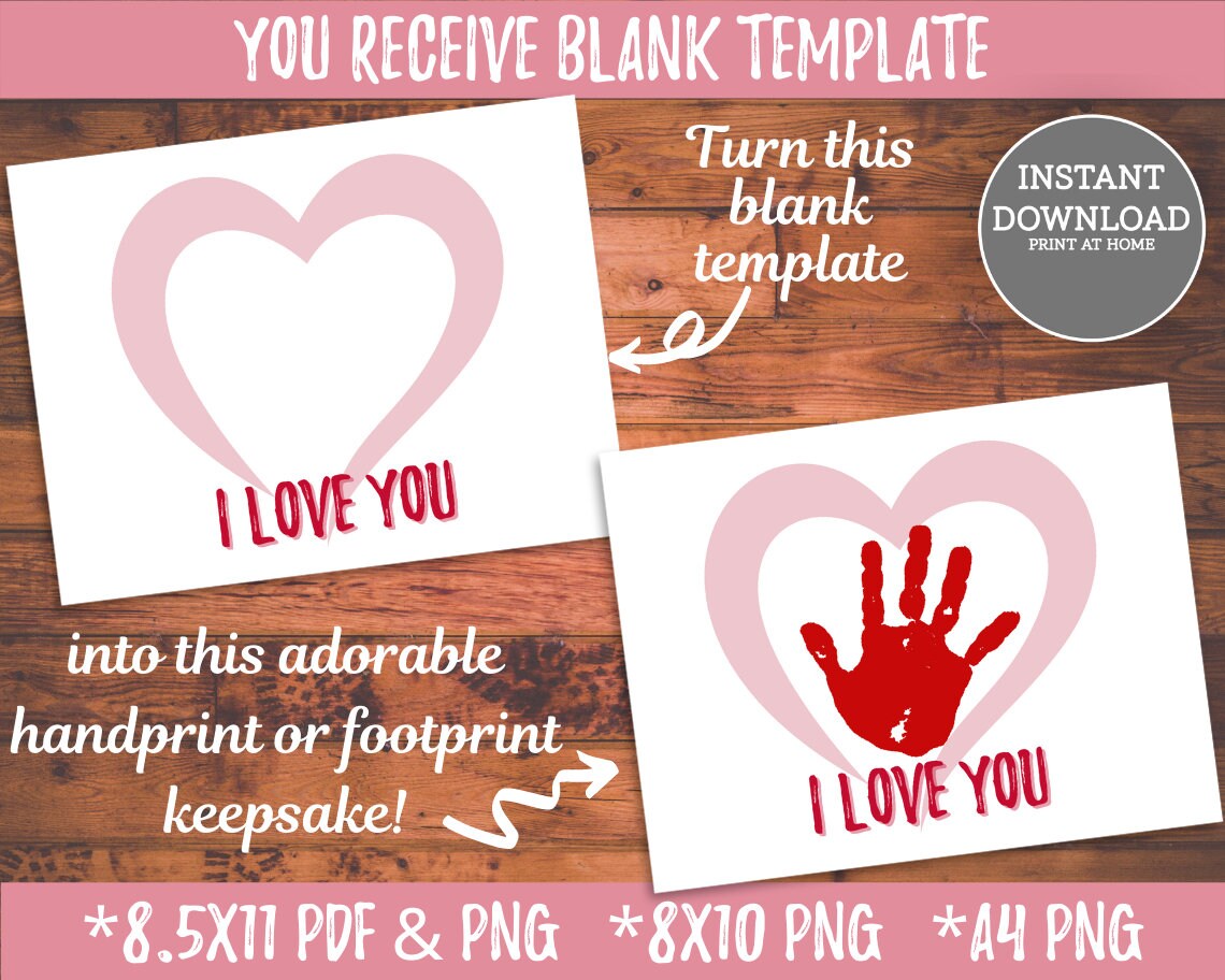 I Love You Valentines Day Handprint Art Template Printable - Etsy