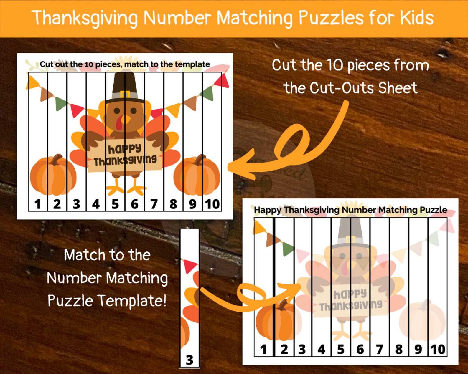 Thanksgiving Puzzles, Kids Thanksgiving Number Matching Puzzles ...
