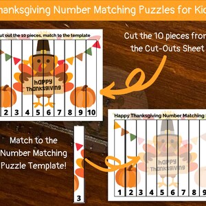 Thanksgiving Puzzles, Kids Thanksgiving Number Matching Puzzles ...