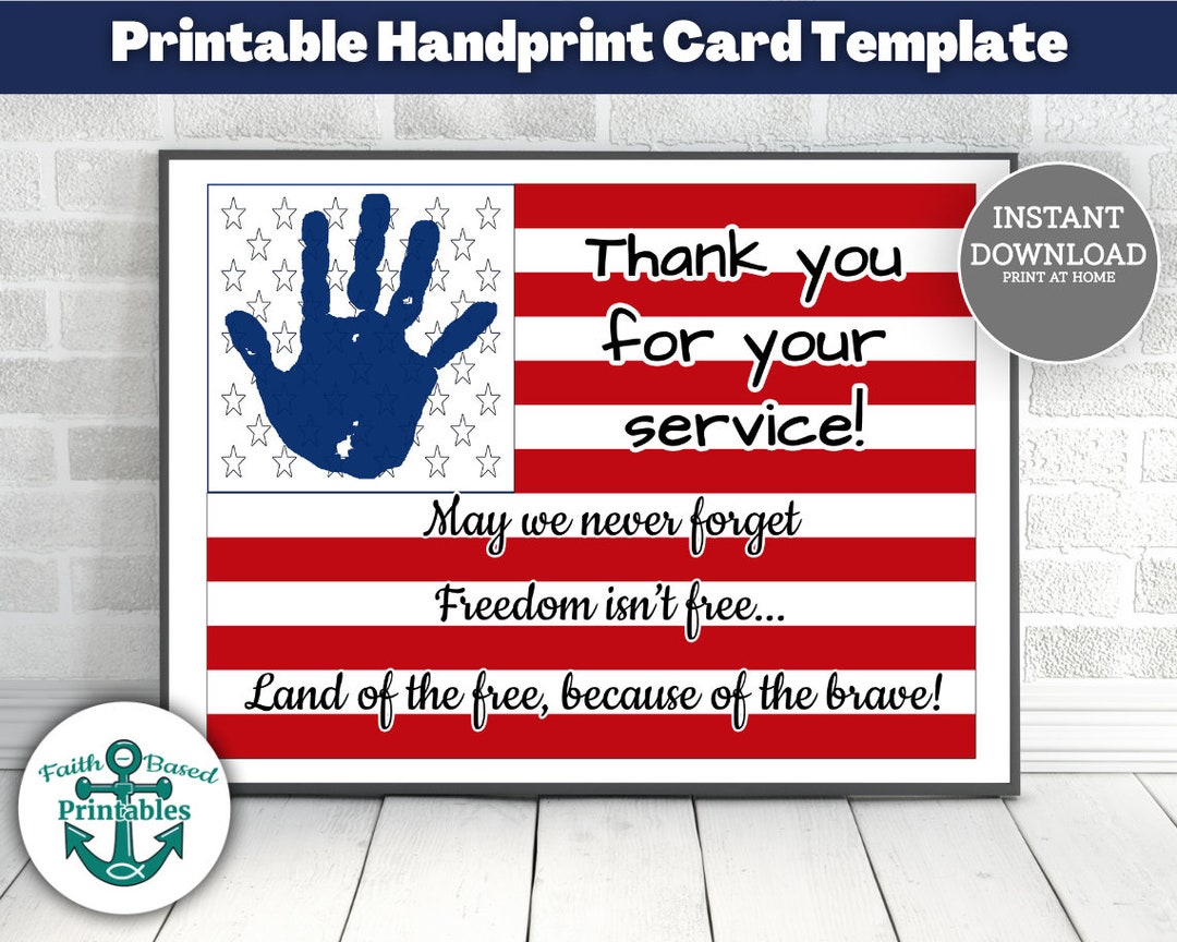 Handprint Card for Veteran Thank You for Your Service Happy Veterans ...