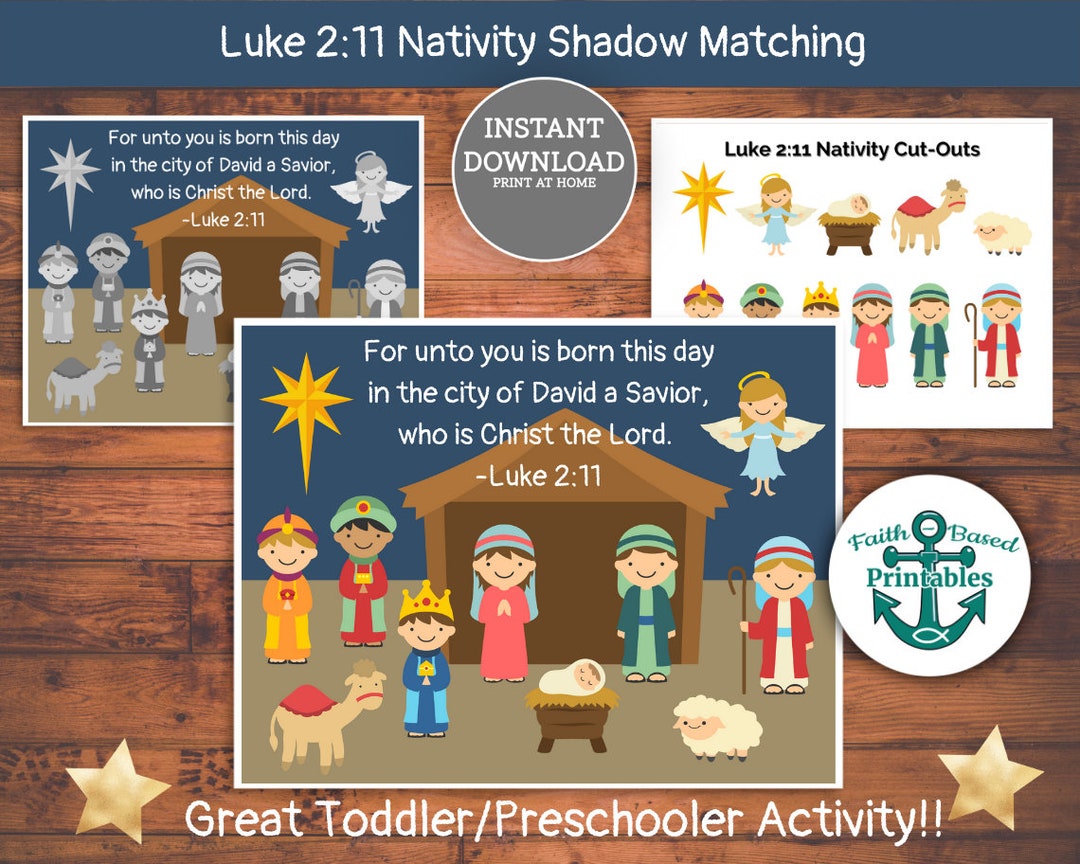 Luke 2:11 Christmas Nativity Activity Printable, Nativity Scene for ...
