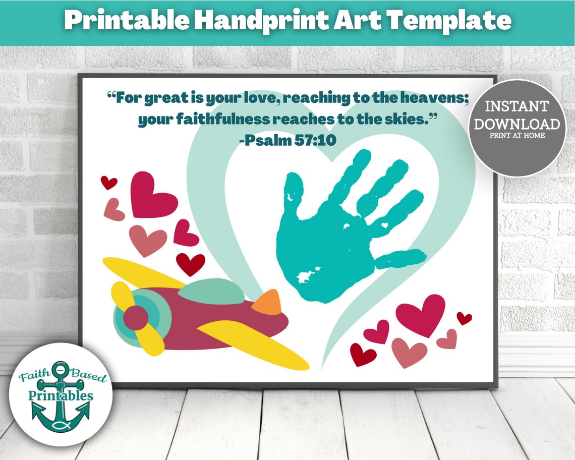 Printable Airplane Valentine Handprint Art Psalm 57:10 - Etsy