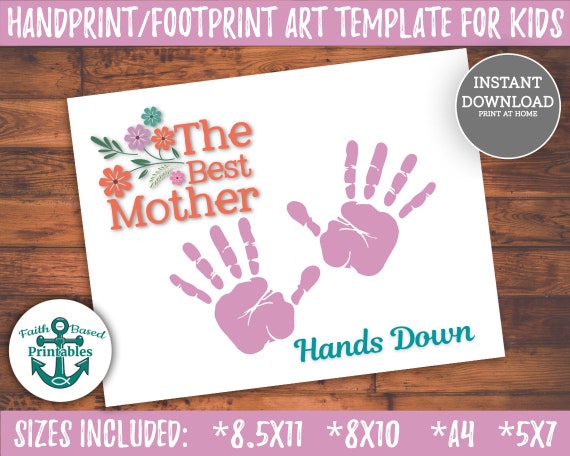 Mothers Day Handprint Art the Best Mother Hands Down Printable - Etsy