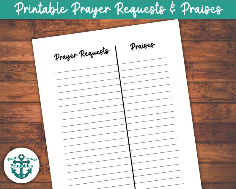 Prayer Requests and Praises Printable Prayer Request Cards Sheet ...