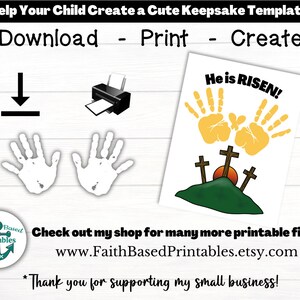 He is Risen Easter Handprint Craft Matthew 28:6 Art Cross Christian ...